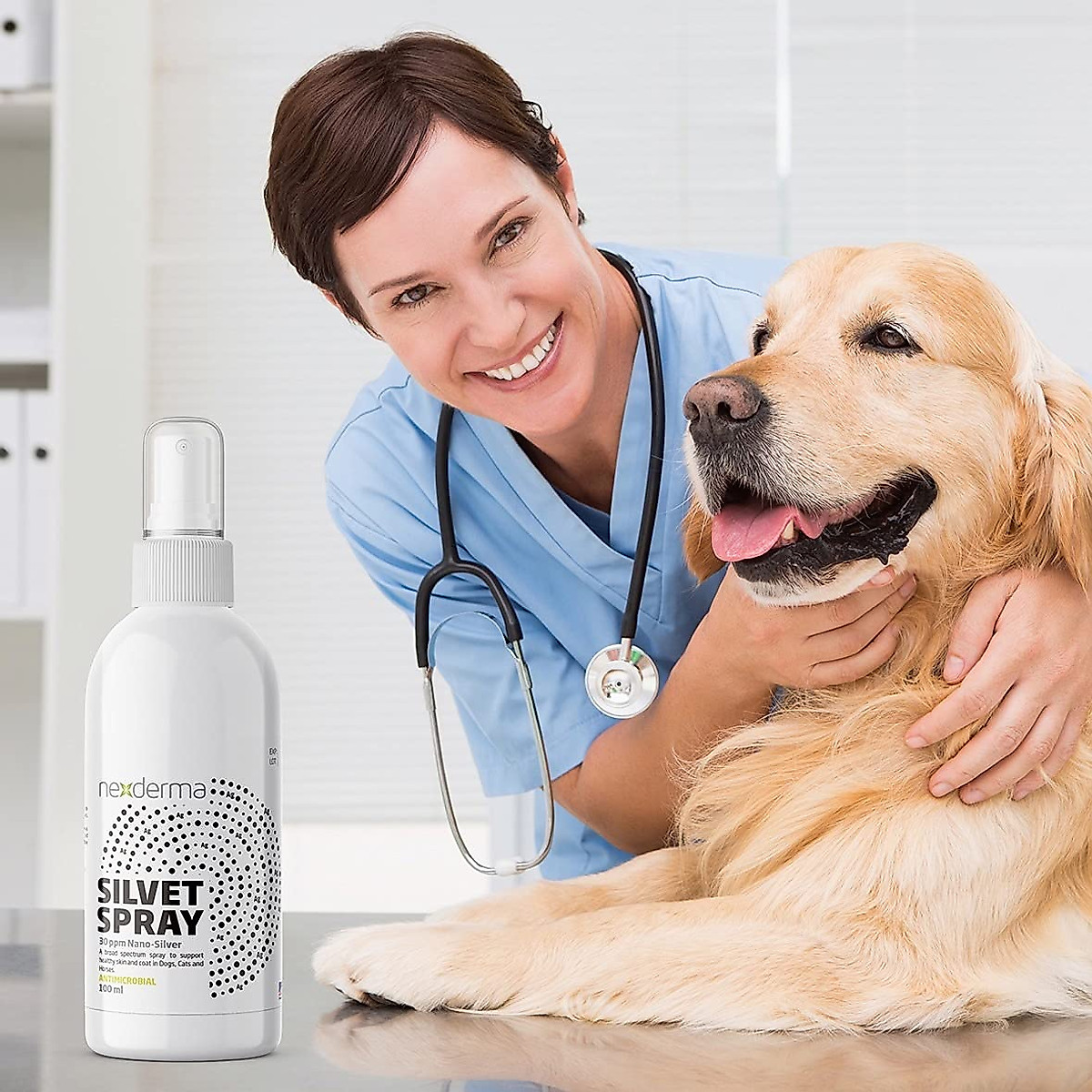 NEXDERMA Silvet Wound and Skin Care Spray to Clean Cuts & Wounds, Itch & Irritation, Nail Bed infections, Interdigital Dermatitis | No Stinging or Burning for Cats, Dogs, Horses - 100ml (Pack of 1)