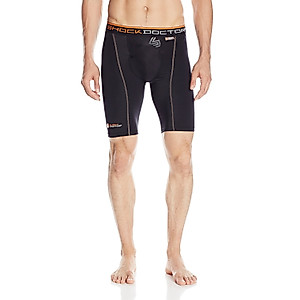 Shock Doctor Compression Shorts Cup INCLUDED - Athletic Supporter Underwear with Pocket and Cup - ADULT Black