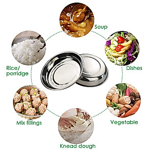 Hommp 4-Pack 10 INCHES Stainless Steel Round Plate/Camping Metal Dinner Plates