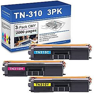 TN310 Compatible TN310C TN310M TN310Y Toner Cartridge Replacement for Brother HL-4150CDN HL-4140CW HL-4570CDW Printer Toner (1C+1Y+1M).