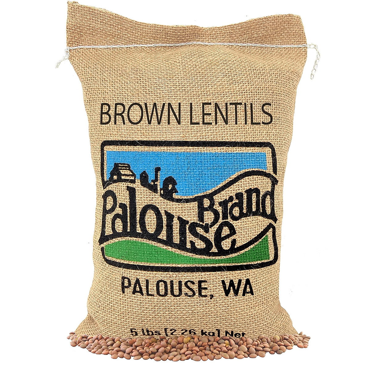 Small Brown Dry Lentils | 5 LBS Plastic Free Packaging | Family Farmed in Washington State | 100% Desiccant Free | Non-GMO | 100% Non-Irradiated | Kosher | Field Traced | Burlap Bag