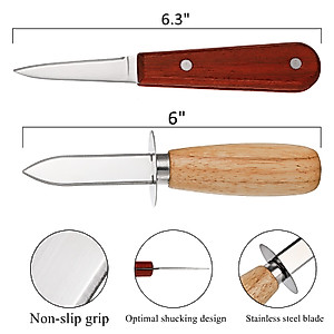 ZOOFOX 6 Pack Oyster Knife Shucker Set, Stainless Steel Oyster Knife for Clam and Shellfish Tool Party Supply