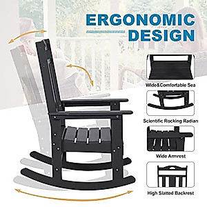 nalone Outdoor Rocking Chairs Set of 2, HDPE All Weather Resistant Rocking Chair for Porch, Oversized Patio Rocker Chair for Adult, Outdoor Rockers for Garden Lawn