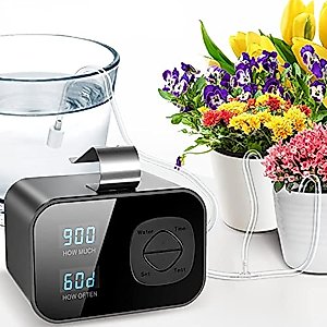 Zollea Automatic Watering System for Potted Plants, Rainproof Plant Waterer Auto Watering Device Drip Irrigation Kit with 60Day Programmable Timer, LED Display, USB Power & Large Capacity Battery