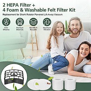 4+2 Pack NV752 AZ1002 Replacement Filters Set for Shark NV650 NV750 Series Shark Rotator Powered Lift-Away NV650, NV650W, NV651, NV652, NV750W, NV751, NV752, NV831, NV835, AX950, AX951, AX952, ZU632, AZ1000W, AZ1002, AZ1002BRN, Replaces XFF650 & XHF650