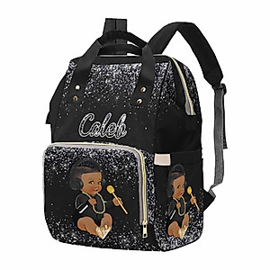 M YESCUSTOM Personalized Diaper Bag with Name for Women/Men, Custom African Rap Men Nylon Waterproof Nappy Daypack with Large Capacity Backpack for Travel Holiday Gift for Women