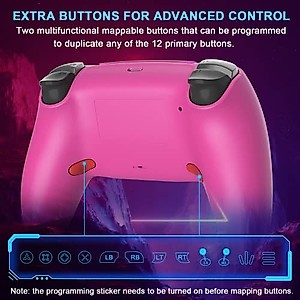 Wireless Controller Compatible with PS4 Controller,Wiv77 Ymir Pink Pa4 Controller Remote Works for Playstation 4 Controller,Gamepad/Mando/Turbo/Programming Button for PS4 Slim/Pro/Steam/PC/IOS/Android