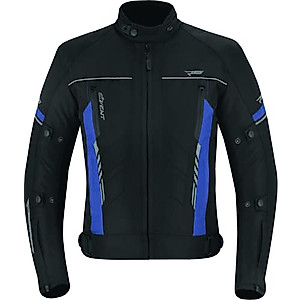 RS Motosports All Season Racing Motorbike Jacket for Men Water Proof & Breathable Motorcycle Jacket with Textile Fabric (US, Alpha, Large, Regular, Regular, Blue)