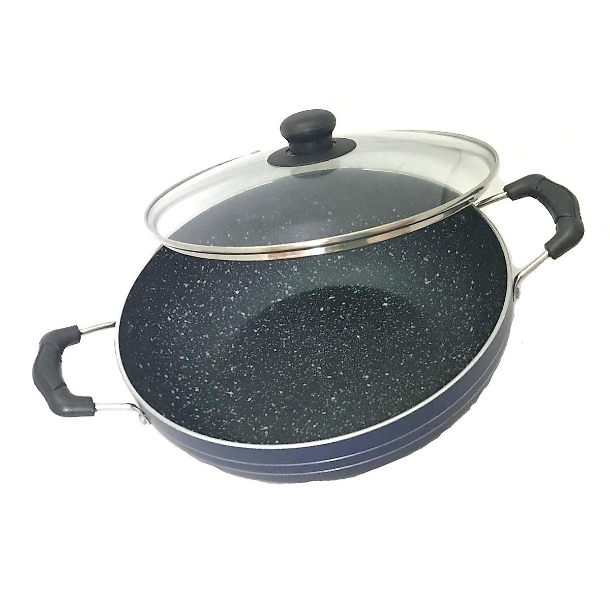 Deep Kadhai Aluminium Non Stick Kadai with Glass Lid Deep Fry Kadai Non Stick Cookware Cooking Pan Non Stick All Purpose Pan Stir Fry Pan Multipurpose Pan Aluminium Kadhai