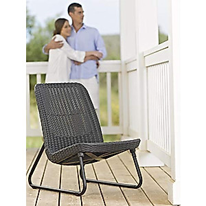 Keter 17197637 Rio 2 Seater Rattan Outdoor Patio Garden Furniture Set, Graphite