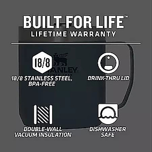 Stanley Legendary Camp Mug, 12oz, Stainless Steel Vacuum Insulated Coffee Mug with Drink-Thru Lid (Green/Matte Black)
