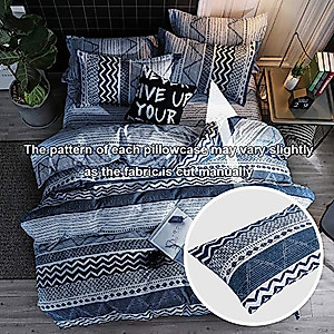 HYPREST Bohemian Duvet Cover Queen Size -Blue and Teal Duvet Cover Soft Lightweight Comforter Cover Set, Oeko-TEX Certificated (No Comforter)