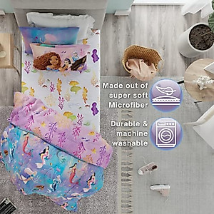 Franco Disney's The Little Mermaid Ariel Live Action Movie Kids Bedding Super Soft Comforter and Sheet Set with Sham, Twin, (100% Official Licensed Product)