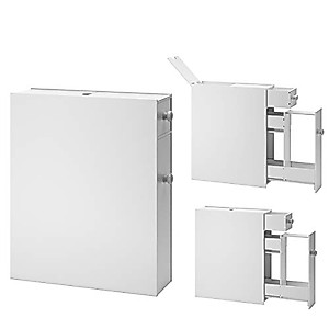 Tangkula Slim Bathroom Cabinet, Free Standing Storage Cabinet with Slide Out Drawers, Narrow Floor Bathroom Organizer Next to Toilet, Bathroom Toilet Paper Holder, 19 x 6.5 x 23 Inches (White)