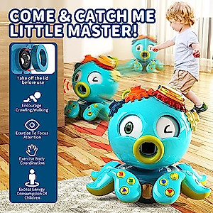 BLUEYAK Octopus Baby Toys, Musical Crawling Toys with Music & Light 12 in 1 Baby Activity Cube Toy Tummy Learning & Education Toys Baby Sensory Toys Walkers for Babies Infant Toys for Boy Girl Gifts