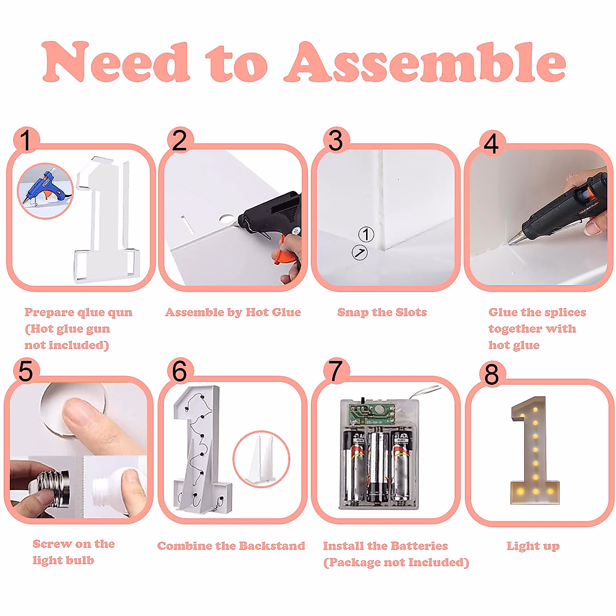 ZUOVAOV 4FT Marquee Number Lights, Large Balloon Mosaic Digital Signs, DIY Digital Kit for Birthday Party Decorations, Baby Shower Background Decorations (4FT, Number 2)