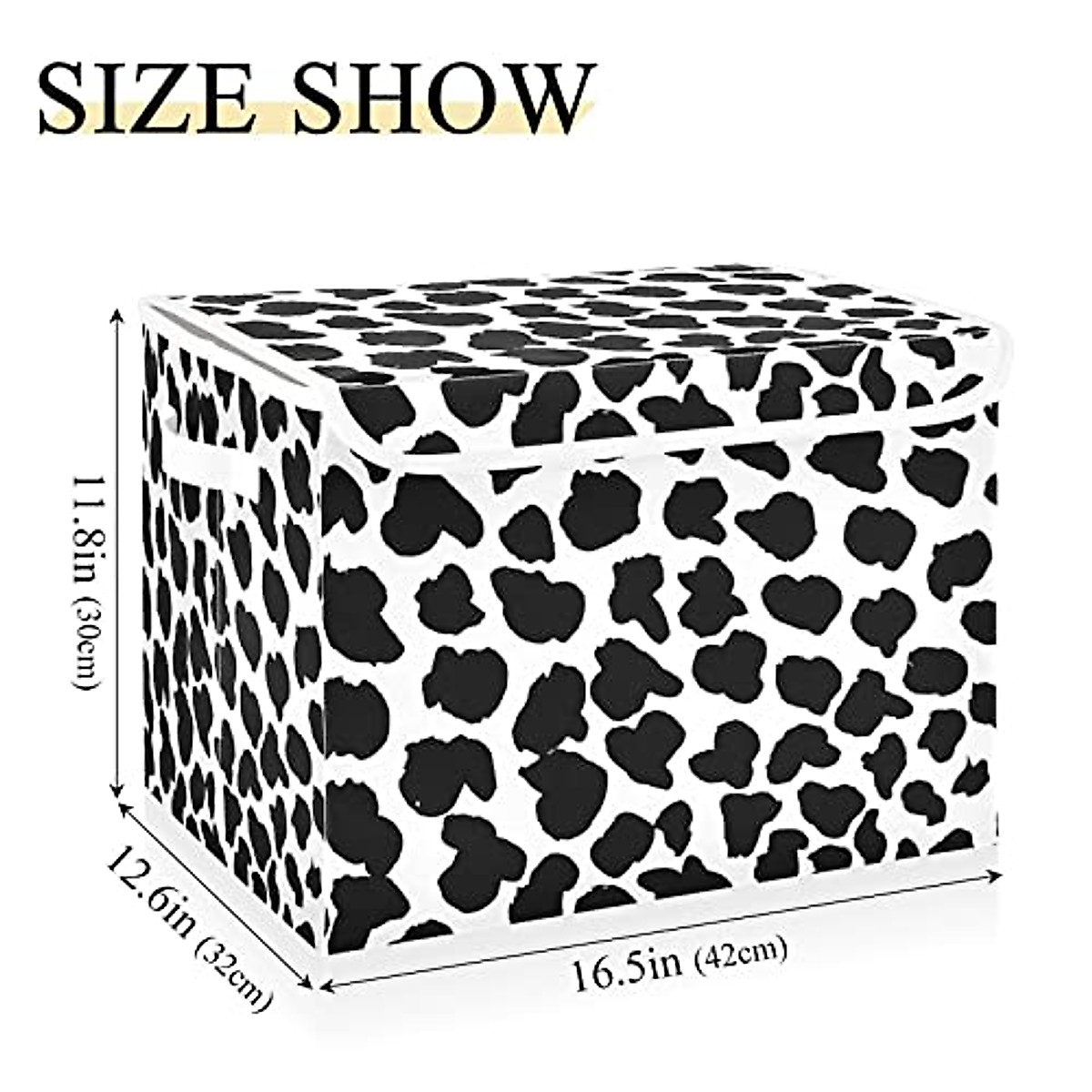 Kigai Cute Cow Black & White Storage Baskets for Shelves Foldable Closet Basket Storage Bins with Lid for Clothes Home Office Toys Organizers
