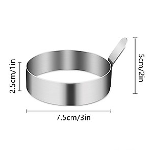 QRZLP Egg Ring, 6PCS 3" Non Stick Stainless Steel Egg Mold Omelet, Professional Pancake Mold Ring with Handle for Breakfast, Mini Pancakes, and Fried Eggs.