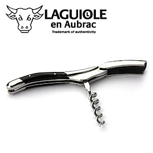 Laguiole En Aubrac Sommelier Waiter's Corkscrew, Buffalo Horn Handle, Wine Opener With Foil Cutter & Bottle Opener, Stainless Steel Shiny Bolsters