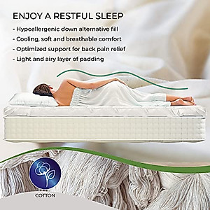 Organic Cotton Cover Mattress Topper, Futon Mattress, Tatami Mat Sleeping Pad, Down Alternative Featherbed, Natural Temperature Regulating, Soft & Plush