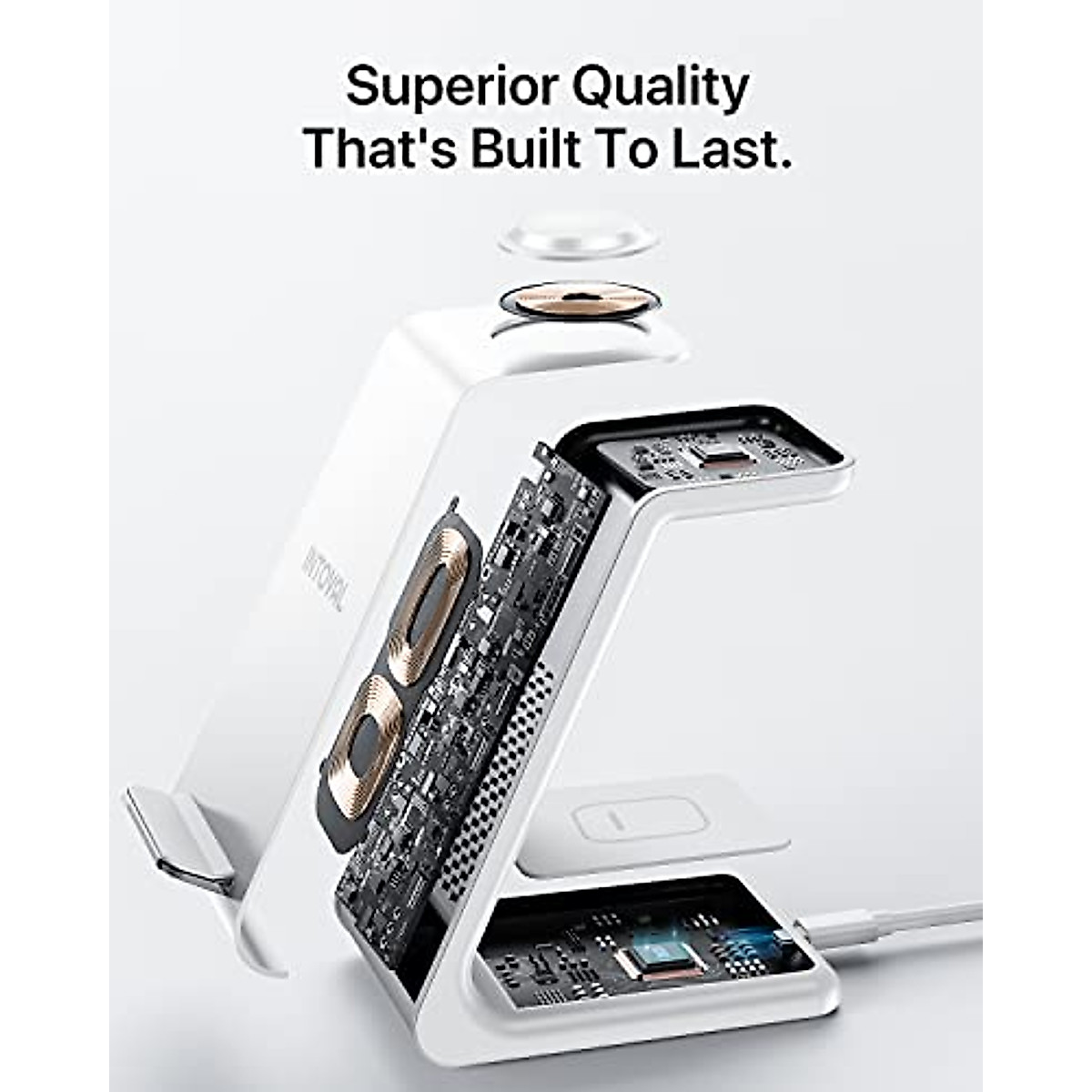 Intoval Wireless Charging Station, 3 in 1 Charger for Apple iPhone/iWatch/Airpods,iPhone15 14,13,12,11 (Pro,Pro Max)/XS/XR/XS,iWatch9/8/Ultra2-1/7/6/SE/5/4/3/2,Airpods Pro2/Pro1/3 (A3,White)