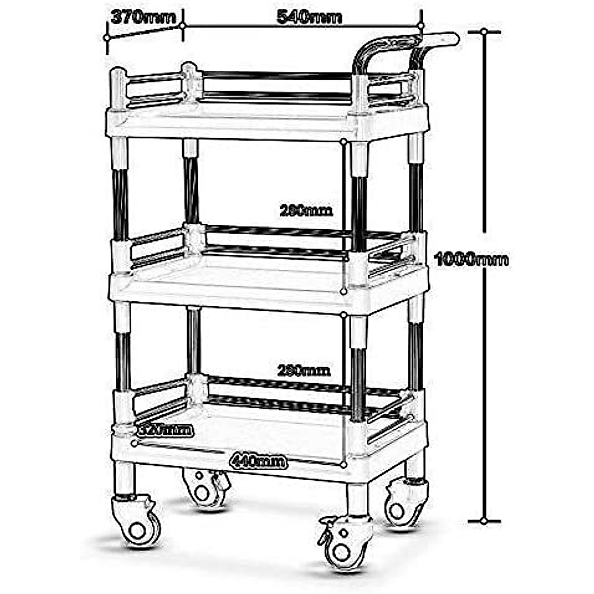 Medical Cart Household Utility Carts, Lab Cart Mobile Trolley Serving Equipment Mobile Beauty Salon Cart with Universal Wheel, Spa Hair Styling Rolling Trolley with Brake, Abs Utility Cart, Pink, S-54