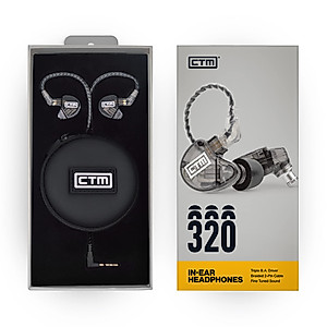 CTM CE320 Triple Driver in-Ear Monitor | Noise Isolating Professional Musician Wired in-Ear Monitor | Detachable Cable (Smoke)