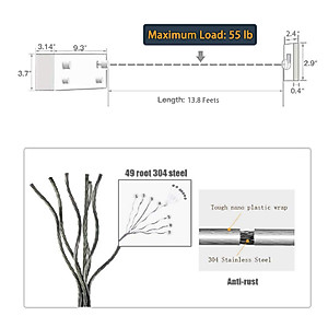 BAKALA Retractable Clothesline Indoors Laundry Line with Adjustable Stainless Steel Double Rope,Wall Mounted Space-Saver Drying Line for Balcony,Bathroom,13.8 Feets Clothes Line(Black)