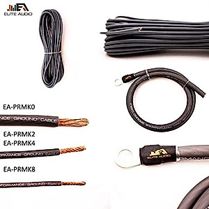 Elite Audio 4 Gauge CCA Premium Amp Kit - EA-PRMK4 Complete Amplifier Installation Wiring Kit with 20 feet 4 AWG + 2-Channel RCA Interconnects 2000W