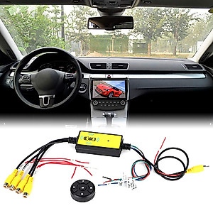 Qiilu Car Backup Camera Splitter Switch, Intelligent Car Video Switcher Converter 4 Input 1 Output Switch Video System Auto Parts