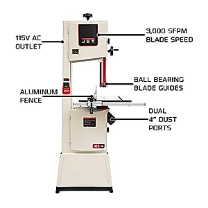 JET JWBS-14SFX, 14-Inch Woodworking Bandsaw, 1-3/4HP, 1Ph 115/230V (714400K)