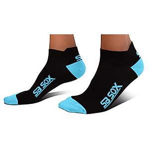 SB SOX Lite Plantar Fasciitis Compression Socks (2 Pairs) for Women & Men - Lowcut Socks for Running, Athletic, Daily Use (Black/Blue, Large)