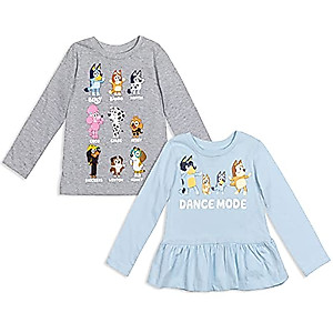 Bluey Bingo Little Girls 2 Pack T-Shirts Blue/Grey 6