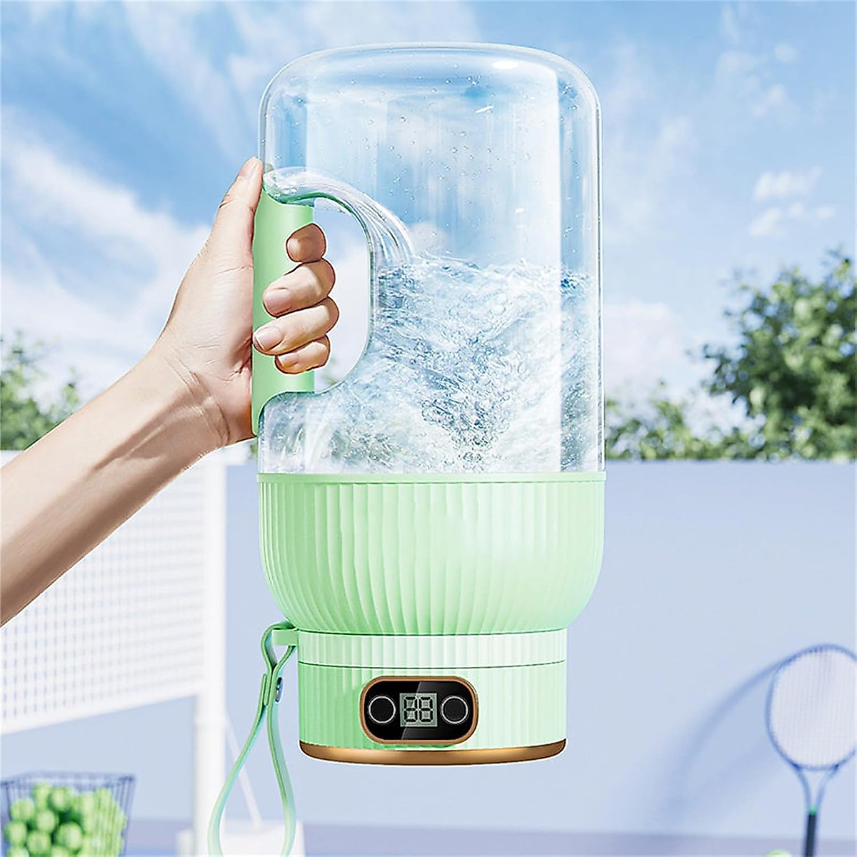 Vaboer Hand Blender,Zhemi Portable Blender,Multifunctional Portable Juicer Cup With Digital Display,Portable Juicer Cup,For Juice, Milkshake (green-600ml)