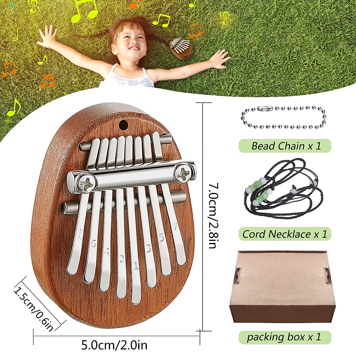 Mini Kalimba 8 Keys Thumb Portable Piano Portable Marimba Musical Thumb Piano with Lanyard, Valentines Gift for Kids Adults Beginners(Mini Kalimba)