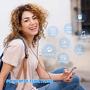 AGPTEK A02S 16GB MP3 Player, 70 Hours Playback Lossless Sound Music Player, Supports up to 128GB, Rose Gold