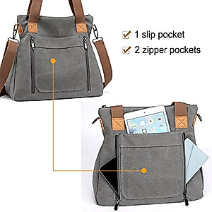 DOURR Multi Pocket Crossbody Bags for Women Casual Work Shoulder Tote Purses Retro Top Handle Handbags (Gray)