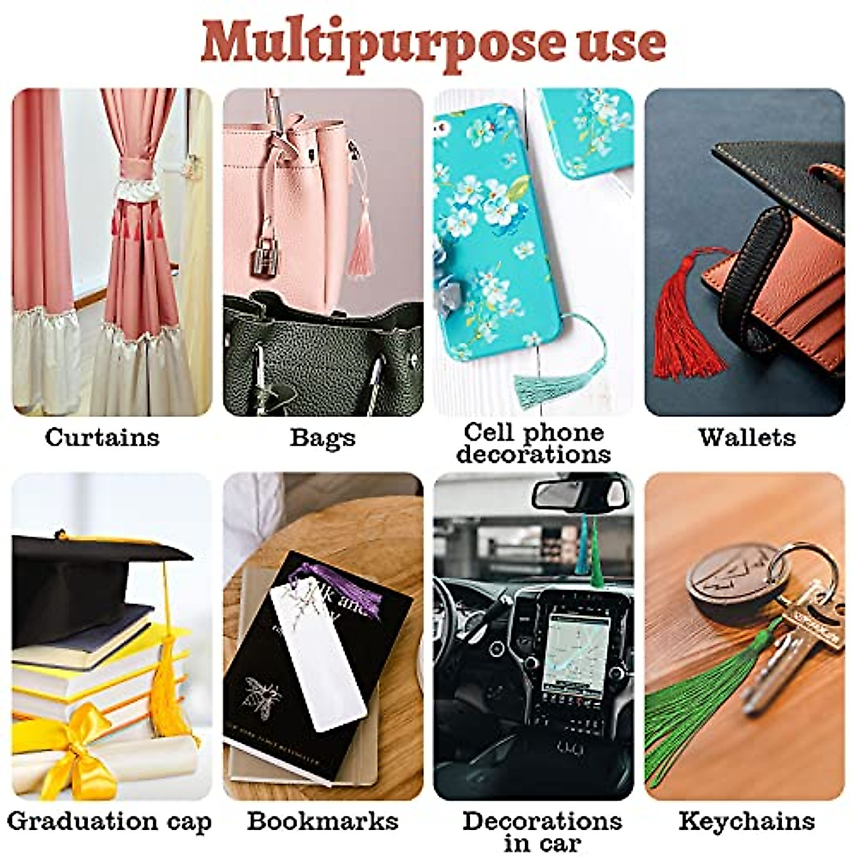 CREATRILL 100 Pcs 13cm/5 Inch Silky Handmade Soft Craft Mini Tassels with Loops for Jewelry Making, DIY Projects, Bookmarks, 20 Colors, 5 Pcs of Each