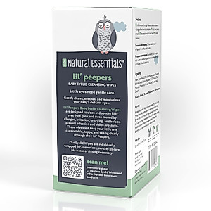 Natural Essentials Lil' Peepers Baby Eye Wipes and Eyelid Cleanser, Preservative-Free & Rinse-Free, Pediatrician Recommended Hypoallergenic Soft Eyelid Wipes for Babies, Kids & Adults, 30 Count (2pk)