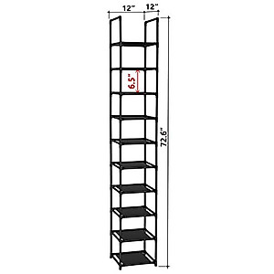 FIDUCIAL HOME 10 Tiers Shoe Rack Space Saving Vertical Single Pairs Sturdy Shoe Shelf Storage Organizer