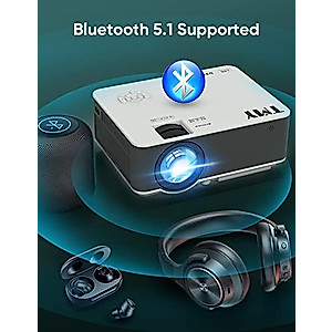 TMY Native 1080P Projector with 5G WiFi and Bluetooth 5.1, 320ANSI 4K Supported Mini Projector, Portable Projector Compatible with TV Stick/Phone/PC/DVD/HDMI/AV/USB/SD, Outdoor Movie Projector