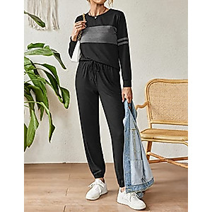 Ekouaer Jogging Suits for Women,Women's Tracksuit Crewneck Pajama Sets Lounge Sets Two Piece Casual Outfits Sweatsuits sets