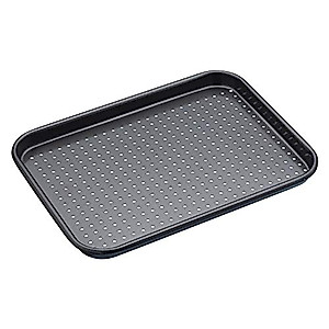 MasterClass KCMCCB54 Crusty Bake Perforated Baking Tray with PFOA Non Stick, Robust 1 mm Carbon Steel, 24 x 18 cm, Grey