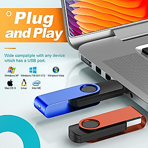 Flash Drive 32GB 5 Pack USB Thumb Drives, USB 2.0 Pen Drive Bulk Swivel USB Stick, Kepmem Metal Jump Drive 32 GB Zip Drive Data Storage with Lanyards for Photos, Video, MAC, PC