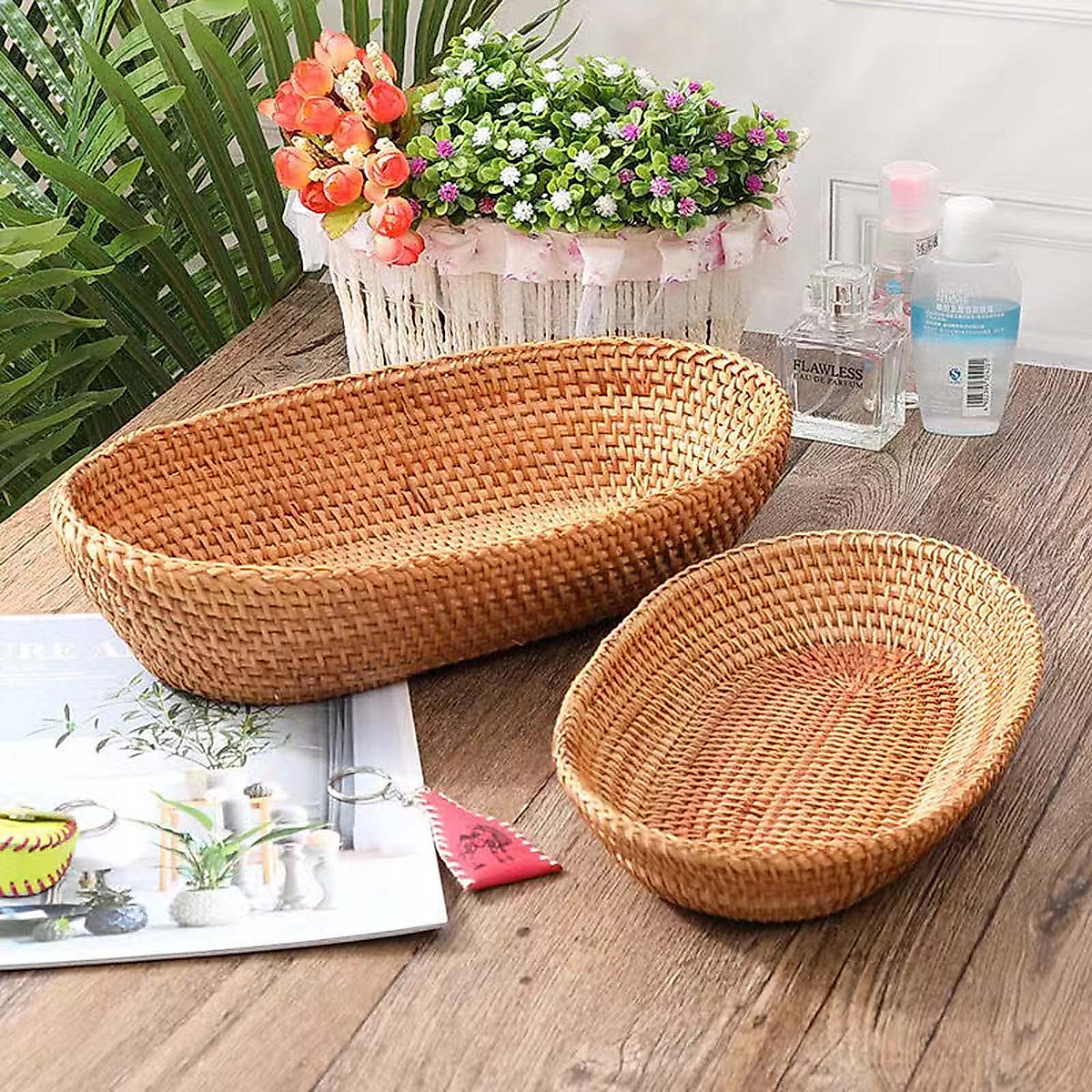 Round Rattan Bread Basket for Serving,Small Wicker Bread Basket Fruit Basket,Small Woven Bread Basket Fruit Basket,Round Rattan Basket for Bread,100% Natural Rattan,100% Handmade,1 PC