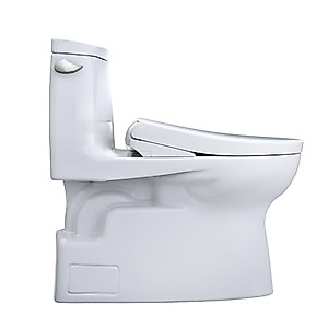 TOTO WASHLET+ Carlyle II One-Piece Elongated 1.28 GPF Toilet with Auto Flush WASHLET+ S7A Contemporary Bidet Seat, Cotton White - MW6144736CEFGA#01
