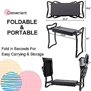 MOWARM Garden Kneeler Seat with Tool Bag and Free Garden Accessories Outdoor Tools, Comfy Eva Foam Padded Garden Stool Kneeling Chair (Black)