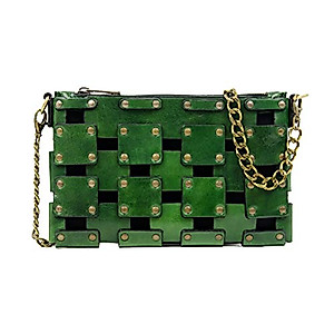 Time Resistance Leather Clutch Purse Women's Wrist Bag Shoulder Bag Handbag Green