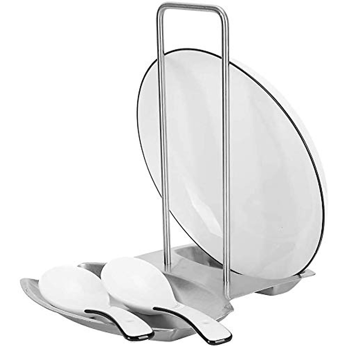 DRNKS Spoon Frame Stand Lid Organizer Lid Storage Rack 304 Stainless Steel Thick Pot Lid Stand for Home Kitchen Applicable to kitchen stove