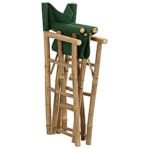 Vetnasa Folding Director's Chairs 2 pcs Green Bamboo and Fabric-AB